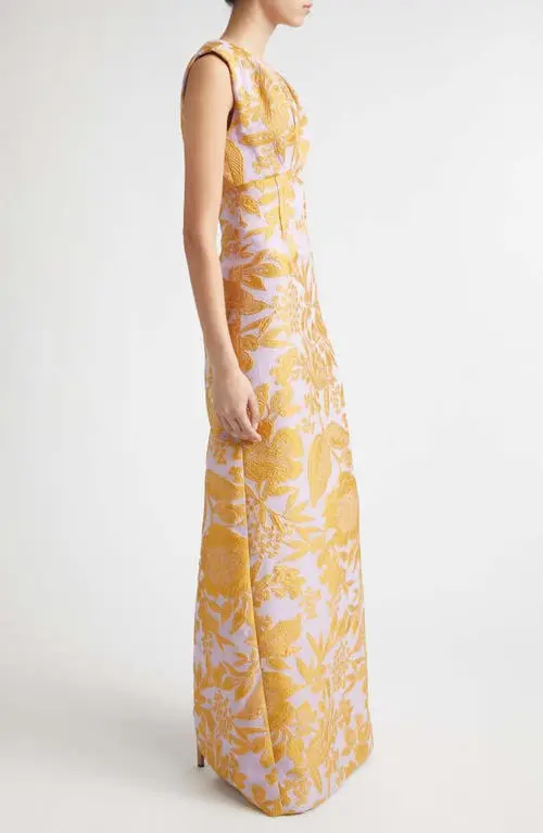 Lela Rose Floral Brocade Gown