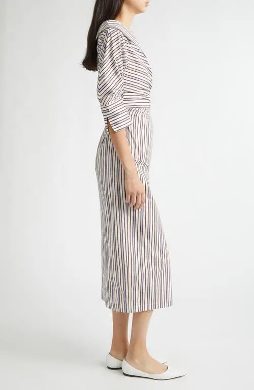 Lela Rose Striped Asymmetrical Cotton Shirtdress