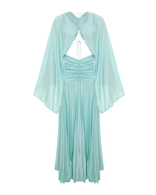MAISON SEL Gathered Waist Maxi Dress - Blue