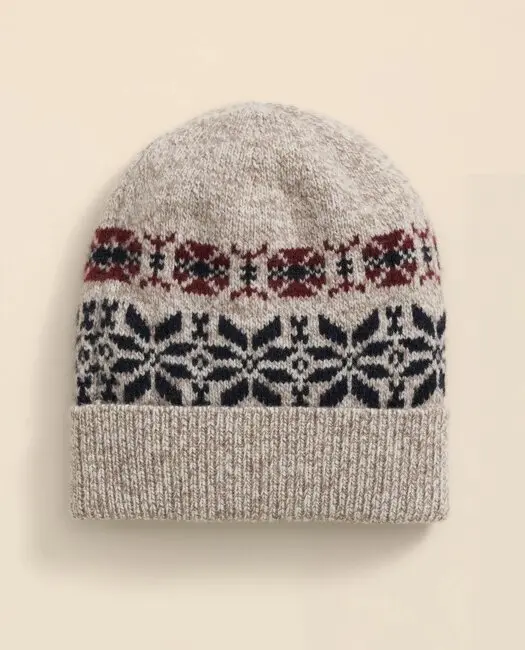 Brooks Brothers Wool-cashmere Archive Jacquard Beanie Hat - Beige