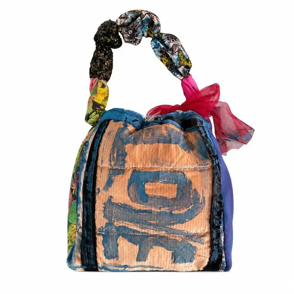 MIRO MISLJEN Blue / Red Love Art Bucket Bag - Blue/red