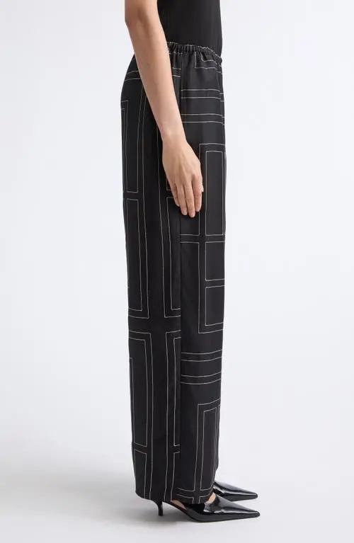TOTEME Monogram Organic Silk Pajama Pants - Black