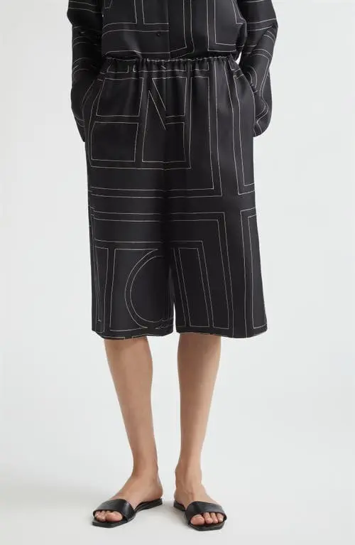 TOTEME Monogram Organic Silk Pajama Culottes - Black