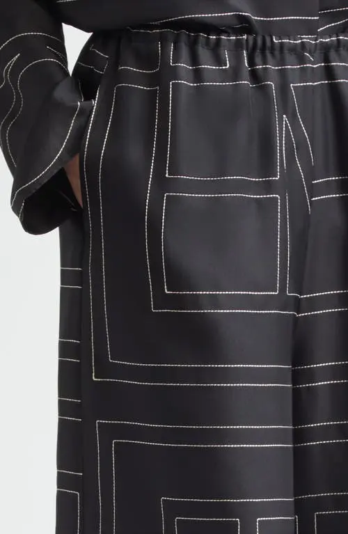 TOTEME Monogram Organic Silk Pajama Culottes