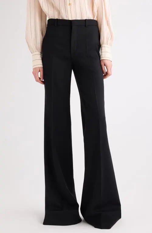 Chloé Virgin Wool Grain De Poudre Flare Trousers