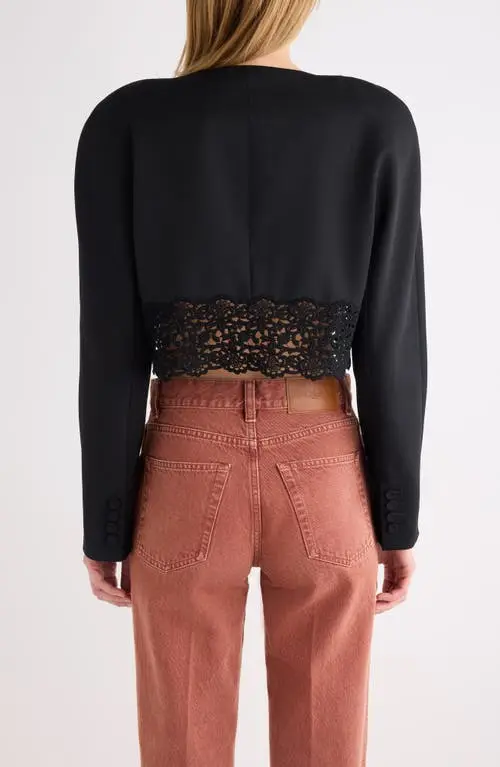 Chloé Lace Trim Crop Wool Jacket