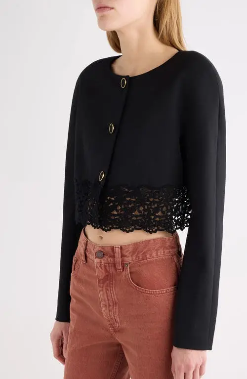 Chloé Lace Trim Crop Wool Jacket