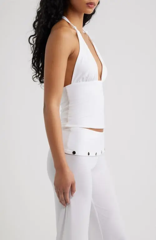 BELLA VENICE Jade Knit Plunge Halter Top