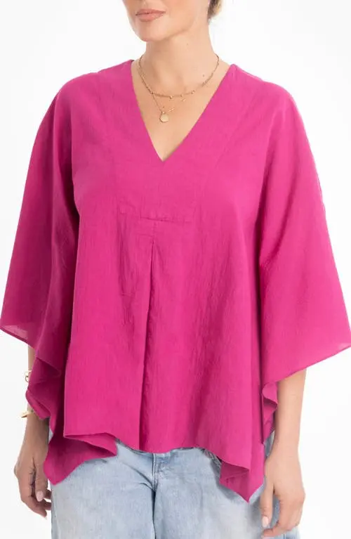 OCEAN+MAIN Butterfly Sleeve Cotton Caftan Top