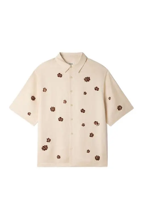 Sandro Loose-fit Floral Shirt - Ecru