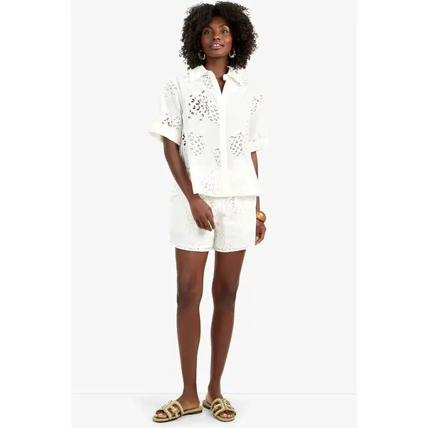 Trina Turk Cotton Eyelet Shirt - Whitewash