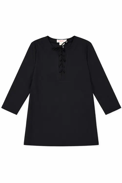 NONI DAILY Geo Swim Round Neck Three Quarter Sleeve Top - Black