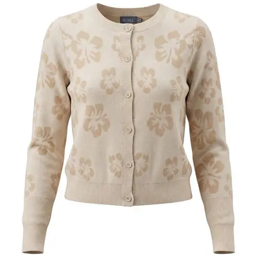 NONI Embossed Flower Button Front Cardigan - Ivory