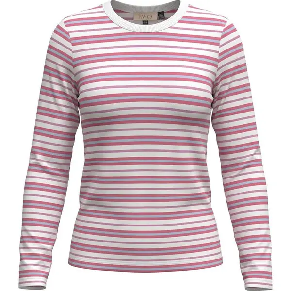 FAVES Long Sleeve Ribbed V-neck Tee - Rose