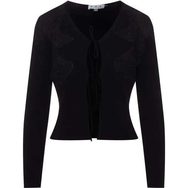 E.U.X. EXCLUSIVE Knit Lace Cardigan - Black