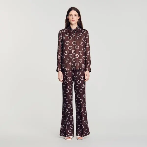 Sandro Floral Print Silk Shirt