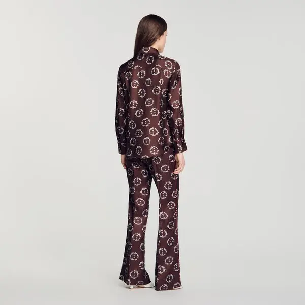Sandro Floral Print Silk Shirt
