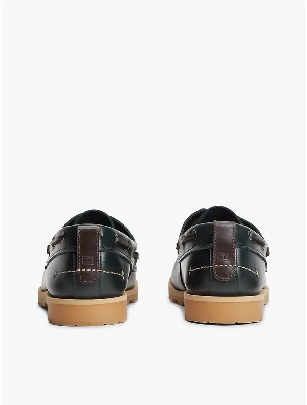 Tommy Hilfiger Woven Leather Boat Shoes