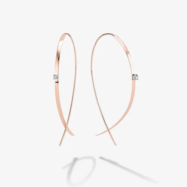 Lana Jewelry Small Flat Upside Down Hoops With Diamonds - 14k Rose Gold