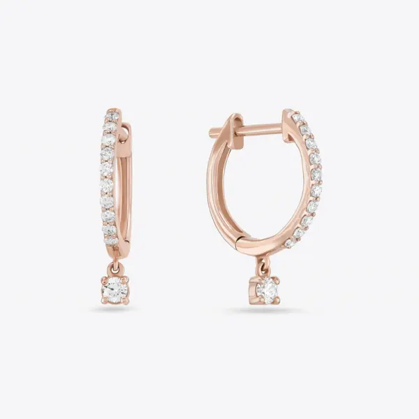 Lana Jewelry Pave Diamond Dangle Huggie Earrings - 14k Rose Gold