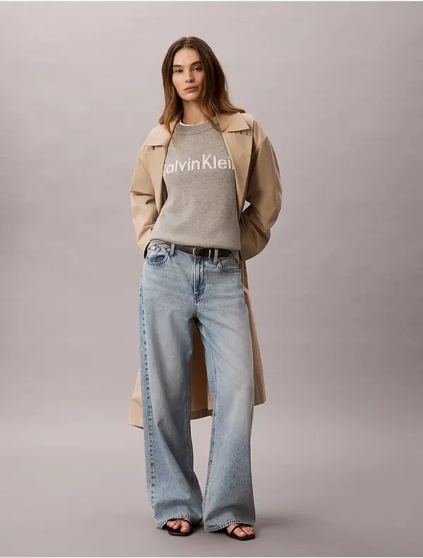 Calvin Klein Relaxed Fit Logo Graphic Sweater - Grey Heather