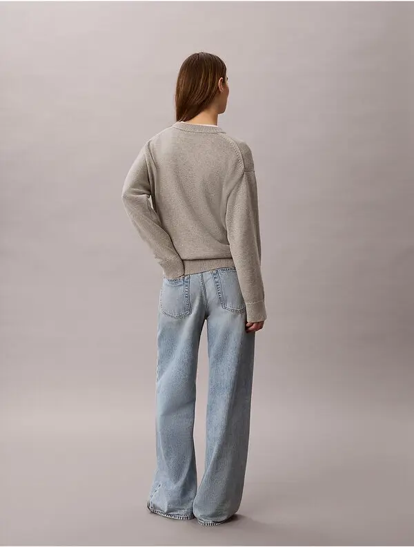 Calvin Klein Relaxed Fit Logo Graphic Sweater - Grey Heather