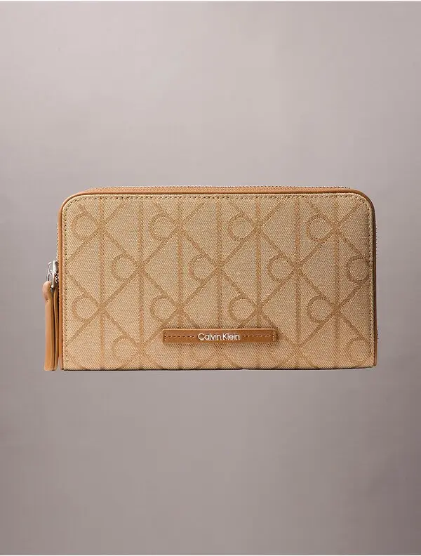 Calvin Klein Allover Emblem Logo Passport Wallet - Cornstalk