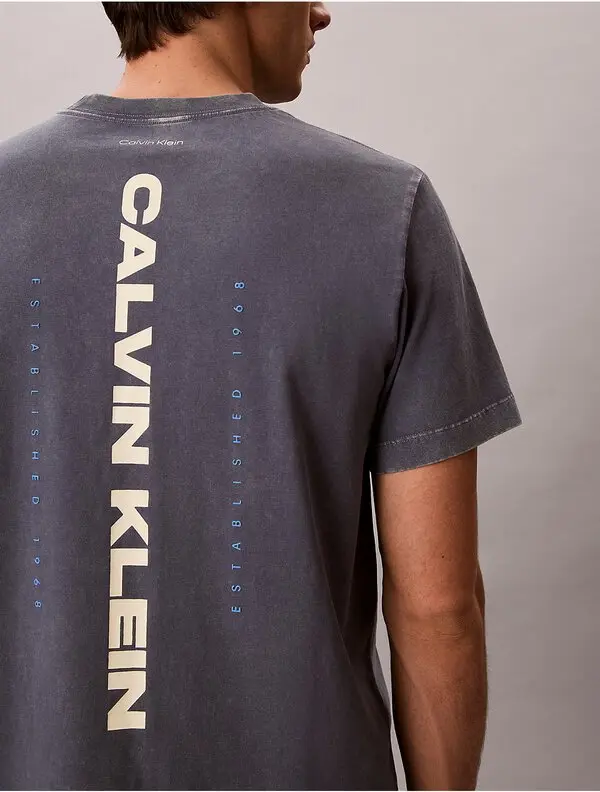 Calvin Klein Washed Compact Logo Graphic Classic T-shirt - Blue Nomad