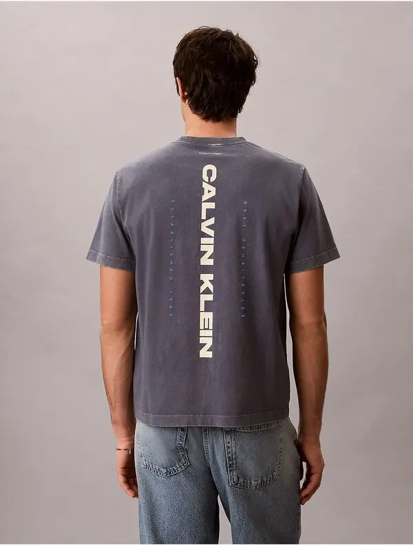 Calvin Klein Washed Compact Logo Graphic Classic T-shirt - Blue Nomad