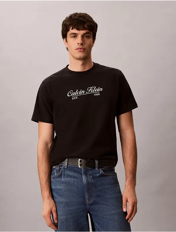 Calvin Klein Cursive Logo Graphic Tee - Black