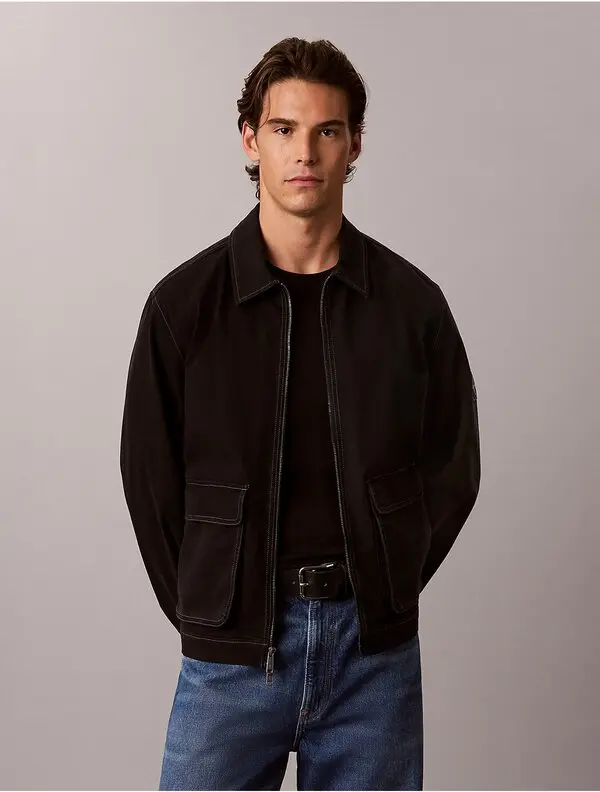 Calvin Klein Matte Canvas Jacket With Zip Closure - Black