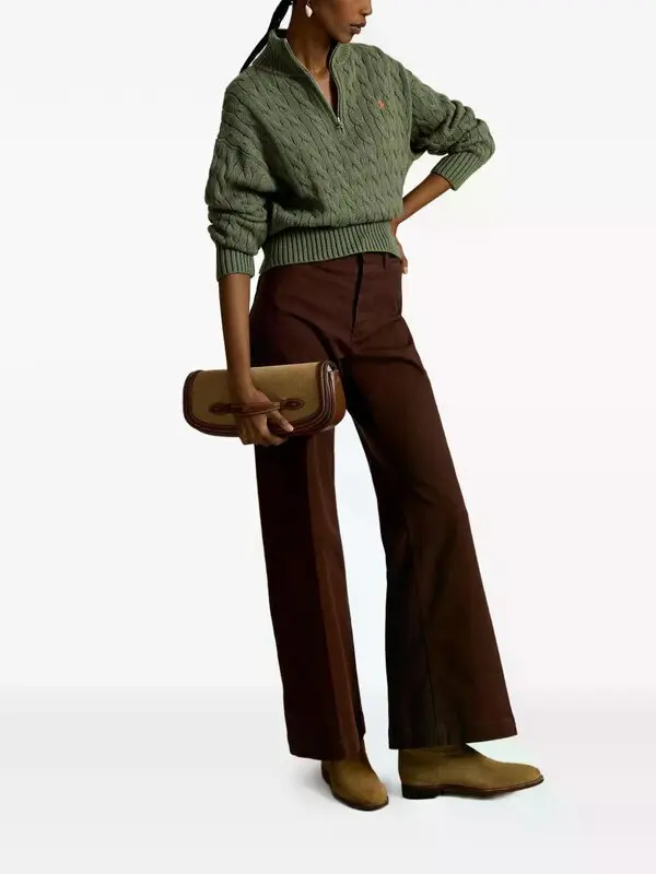 Polo Ralph Lauren Cable Knit Quarter-zip Sweater - Green