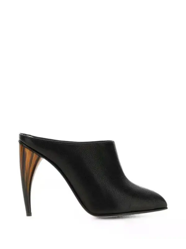 Alexander McQueen Peep-toe Horn-heel Mules - Black