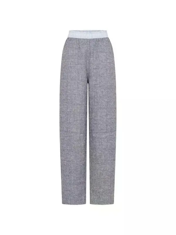 Rabanne Heathered Elasticated Waistband Straight-leg Trousers - Grey