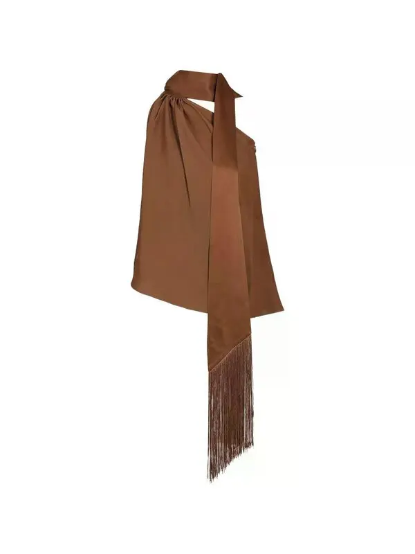 TALLER MARMO Draped Fringe Blouse - Brown