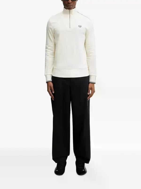 Fred Perry Half-zip Embroidered Logo Sweater - Neutrals