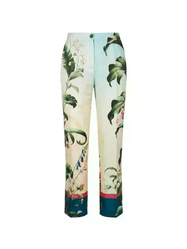 F.R.S FOR RESTLESS SLEEPERS Etere Floral-print Silk Trousers - Neutrals