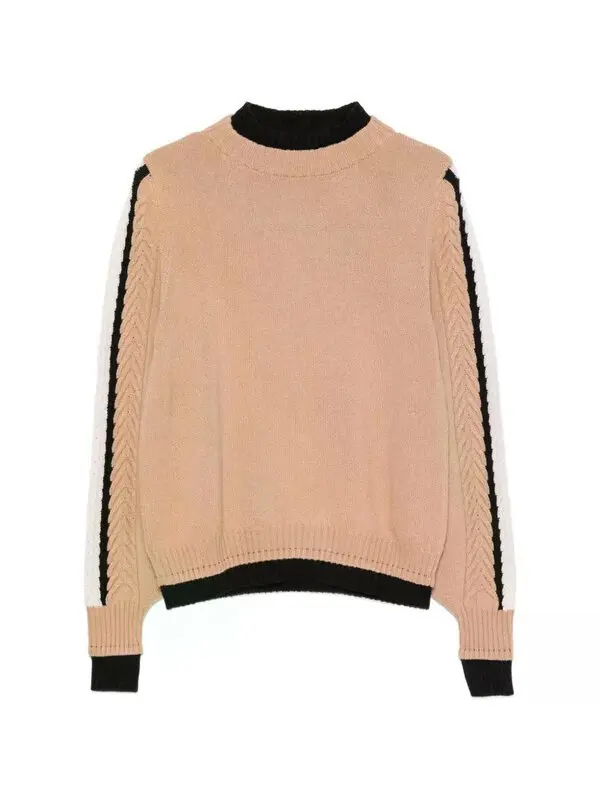 D.exterior Cable Knit Side Stripe Sweater - Neutrals