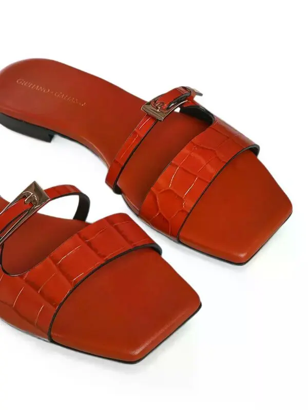 GIULIANO GALIANO Leather Croc-effect Sandals