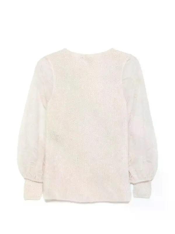 D.exterior Sequin Embellished Puff-sleeve Sweater