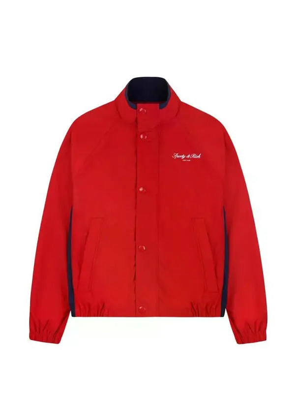 SPORTY & RICH Logo-embroidered Bomber Jacket - Red