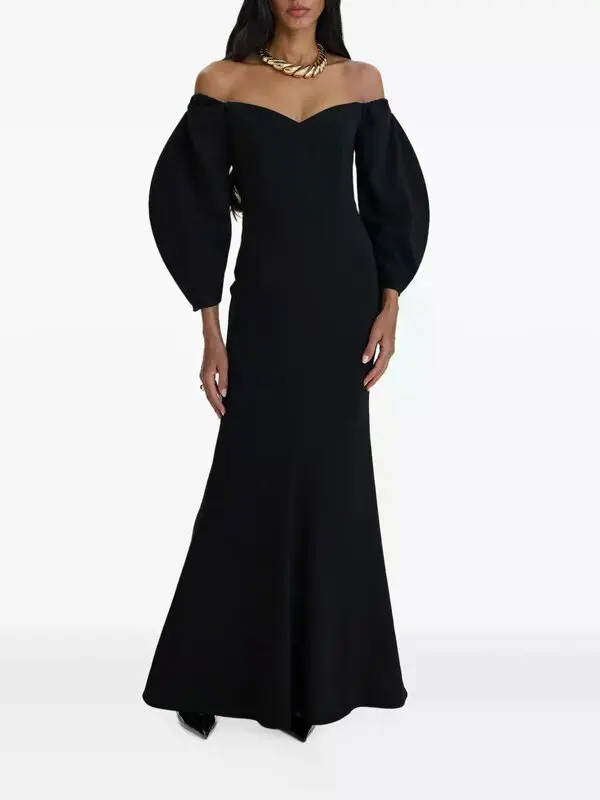 MOOS STUDIO Off-shoulder Puff-sleeve Maxi Dress - Black
