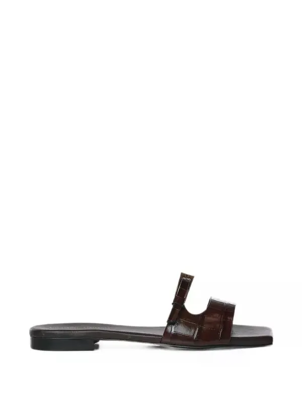 GIULIANO GALIANO Dark Croc-effect Buckle-fastening Sandals - Brown