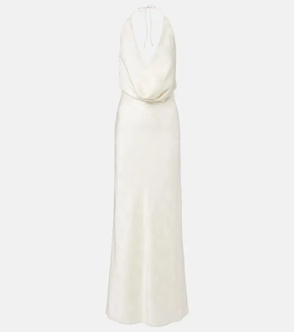 ROTATE BY BIRGER CHRISTENSEN Floral Halterneck Satin Maxi Dress
