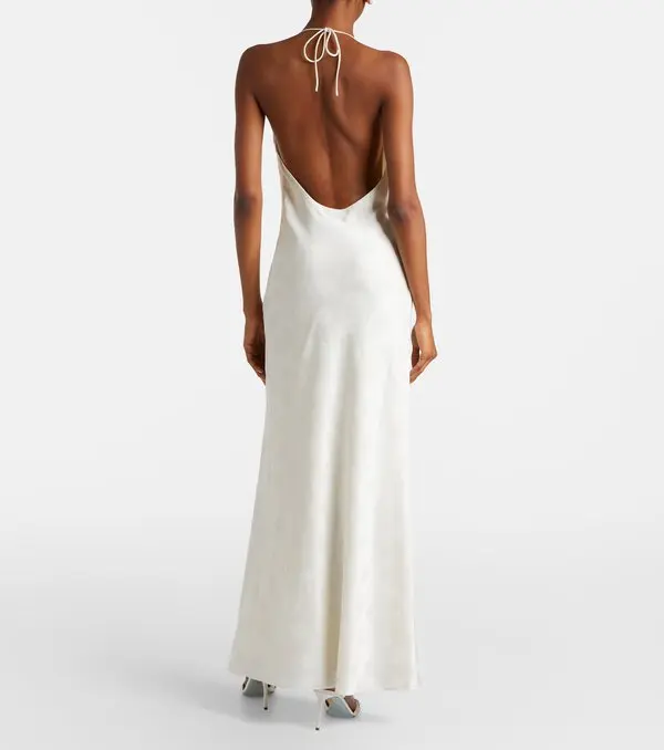ROTATE BY BIRGER CHRISTENSEN Floral Halterneck Satin Maxi Dress