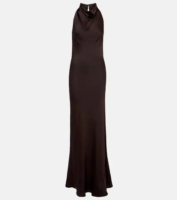 ROTATE BY BIRGER CHRISTENSEN Halterneck Satin Maxi Dress