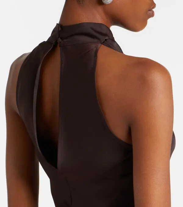 ROTATE BY BIRGER CHRISTENSEN Halterneck Satin Maxi Dress