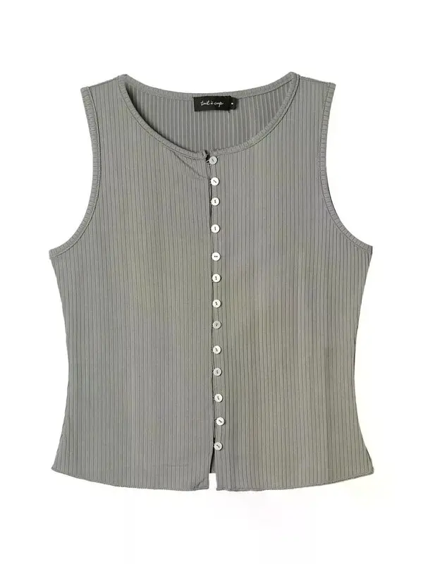 TOUT A COUP Ribbed Button-front Top