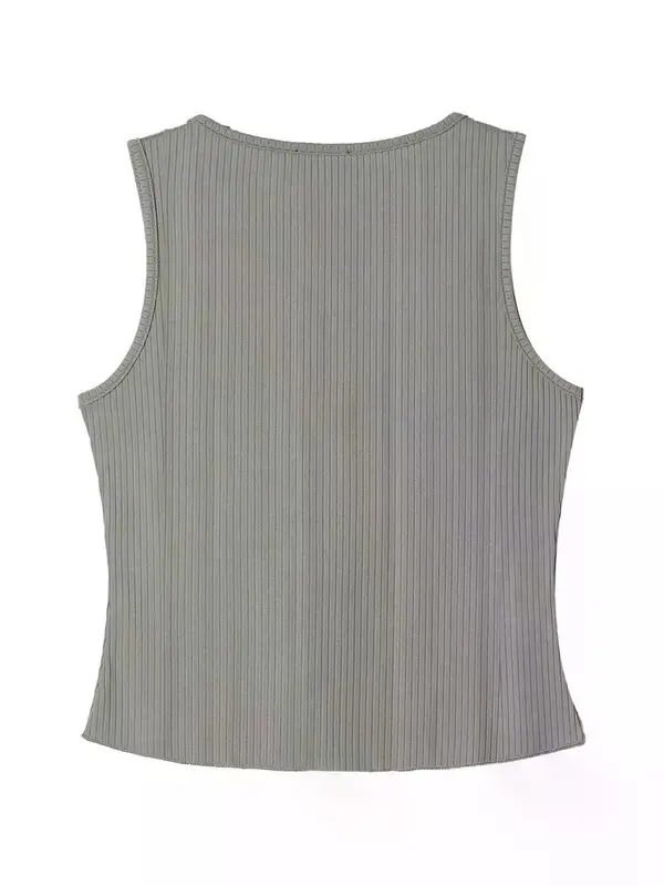 TOUT A COUP Ribbed Button-front Top