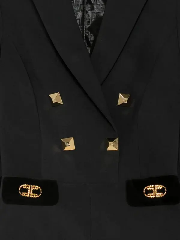 Elisabetta Franchi Double-breasted Jumpsuit With Gold-tone Logo Plaque